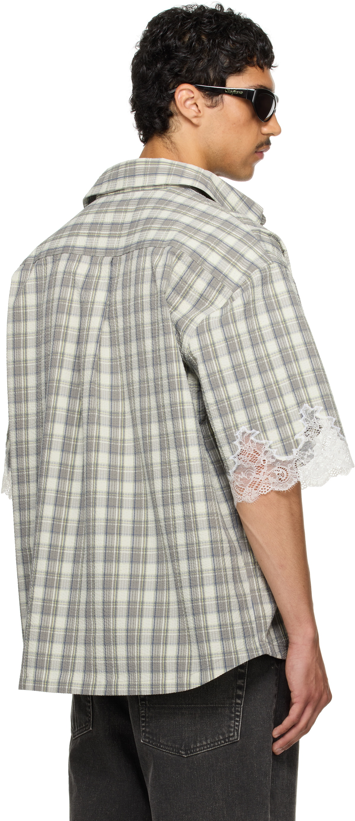 Martine Rose SSENSE Exclusive Gray Lace Overshirt Martine Rose