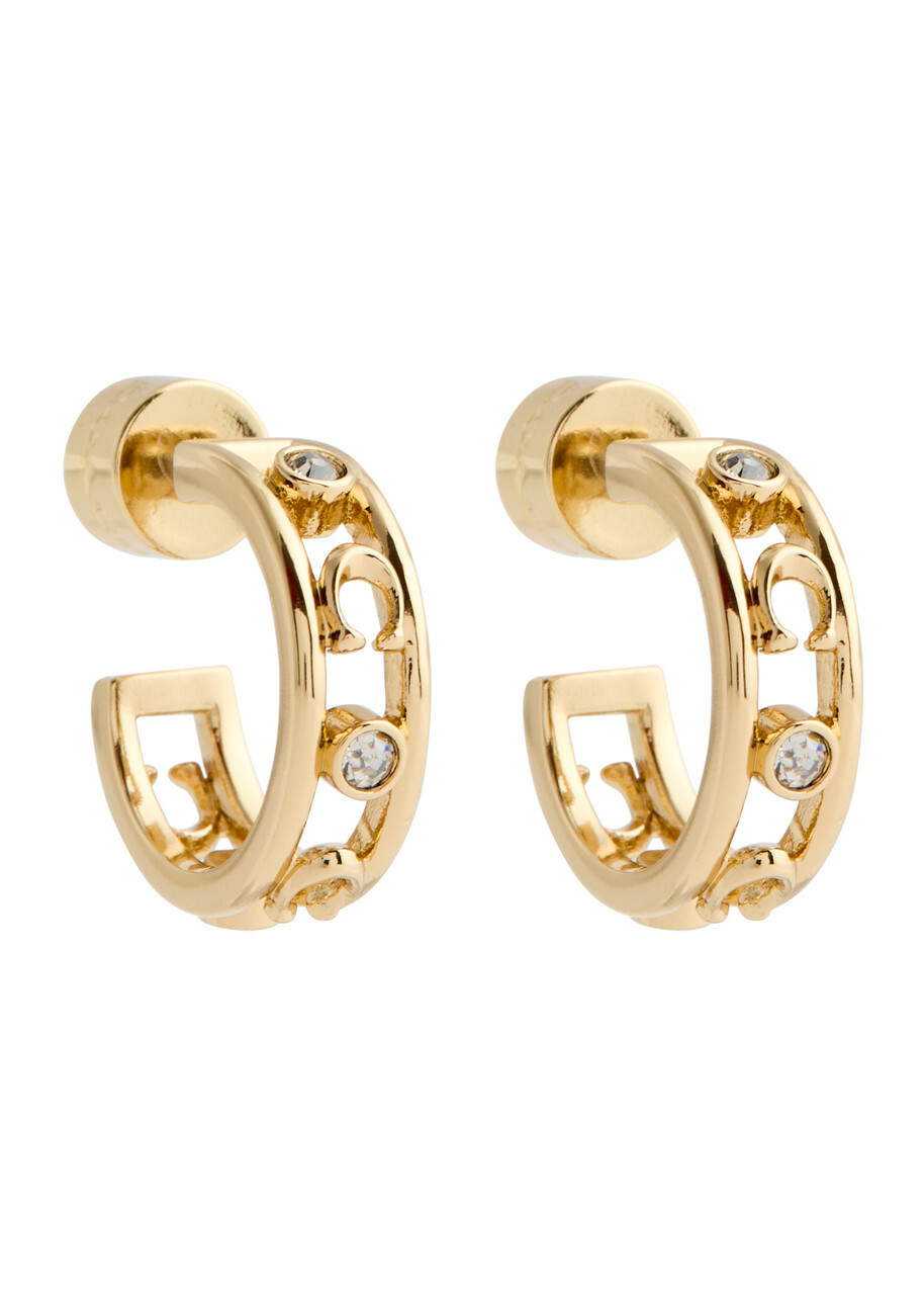 Coach Logo Crystal-embellished Hoop Earrings - Gold - One Size Coach