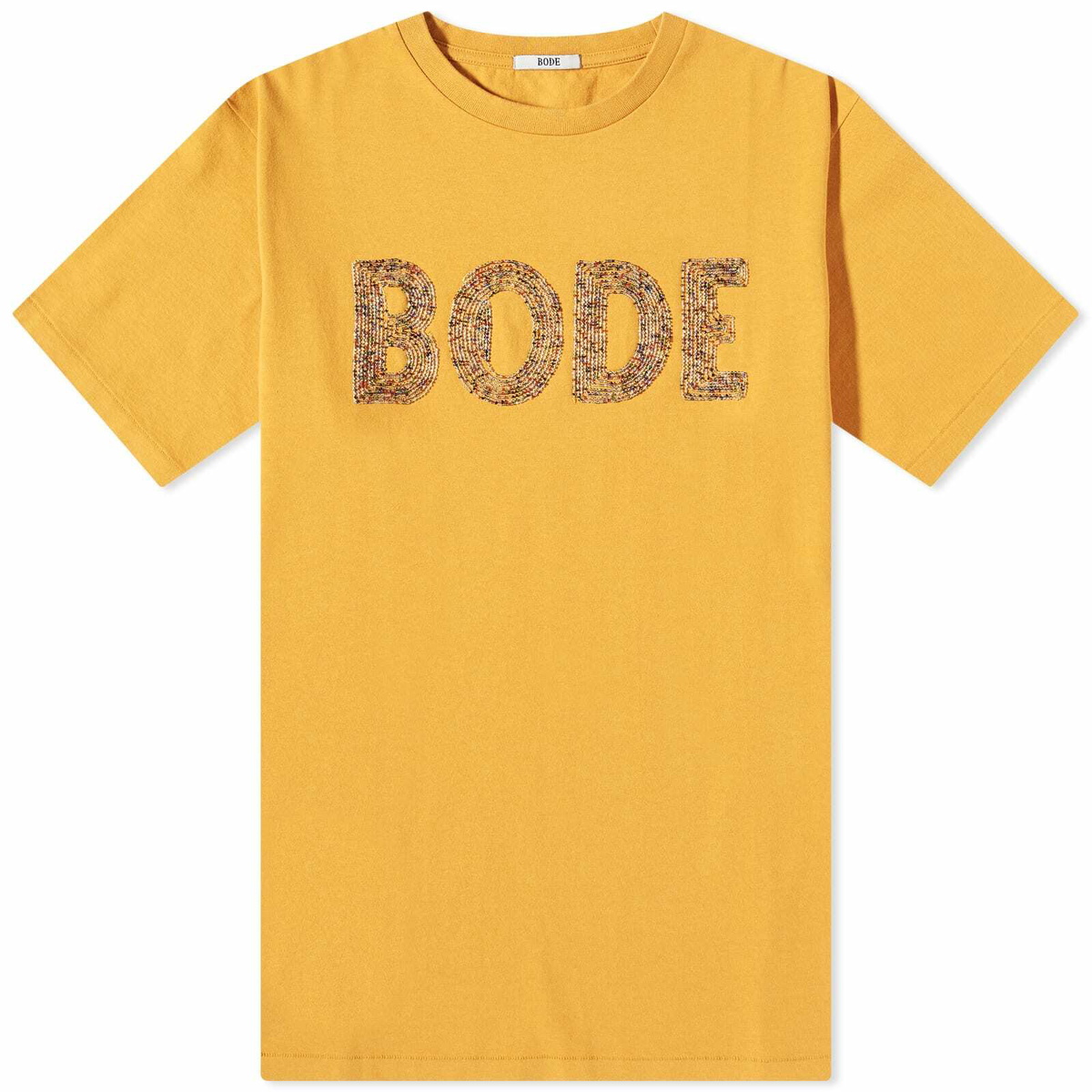 Bode Men's Multi Bead Logo T-Shirt in Gold Bode