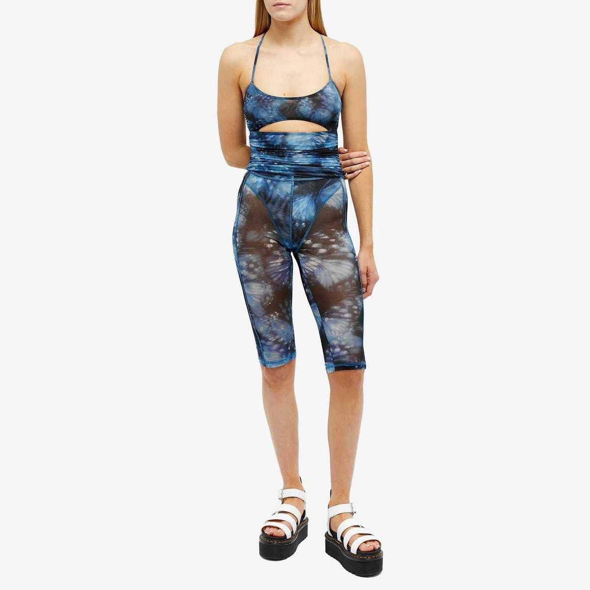 MISBHV Women's Mesh Butterfly Cut Out Top in Blue MISBHV