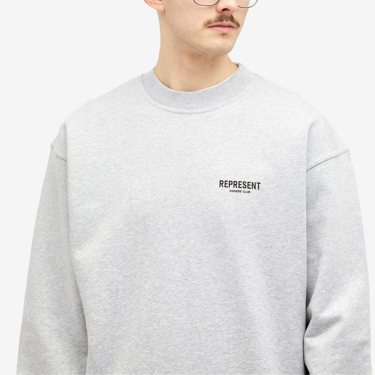 Represent Men's Owners Club Sweatshirt in Ash Grey/Black Represent