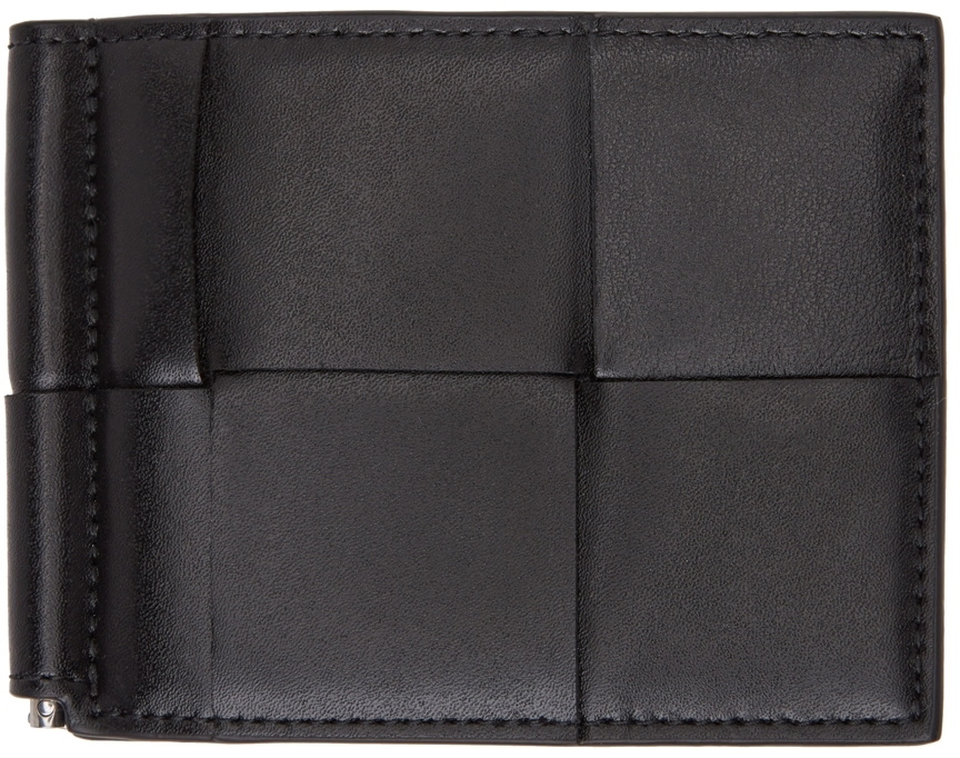 Bottega Veneta Black Intrecciato Bill Clip Bifold Wallet Bottega Veneta