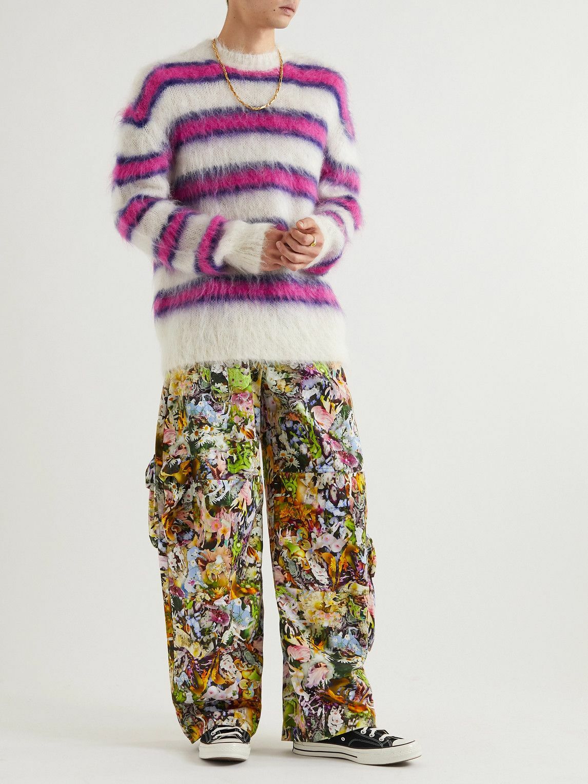 Collina Strada - Lawn Wide-Leg Floral-Print Cotton-Canvas Cargo ...