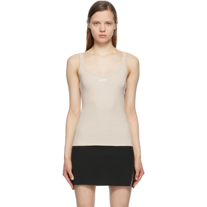 Off-White Taupe Ribbed Tank Top Off-White