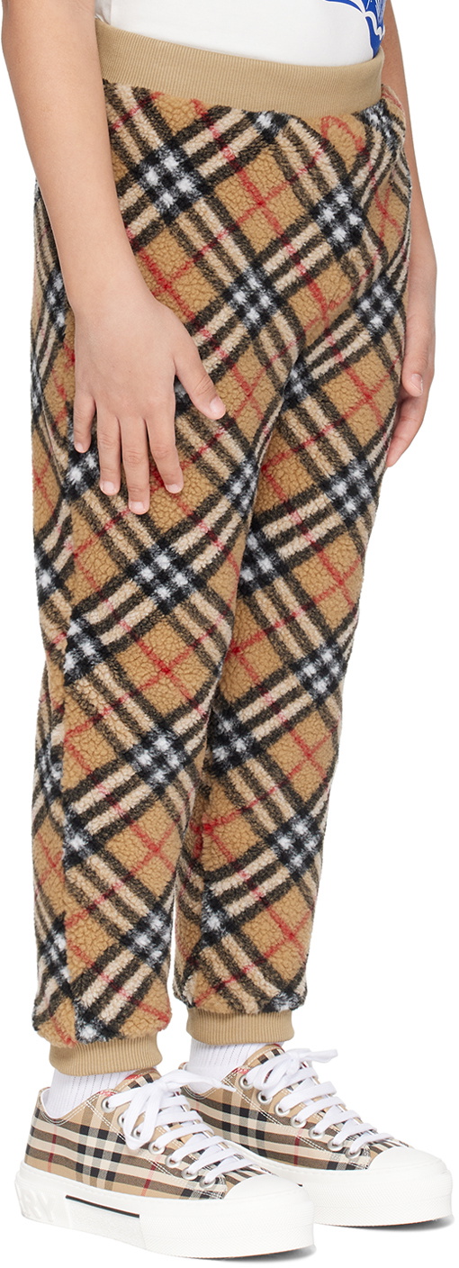 Burberry Kids Beige Check Sweatpants Burberry