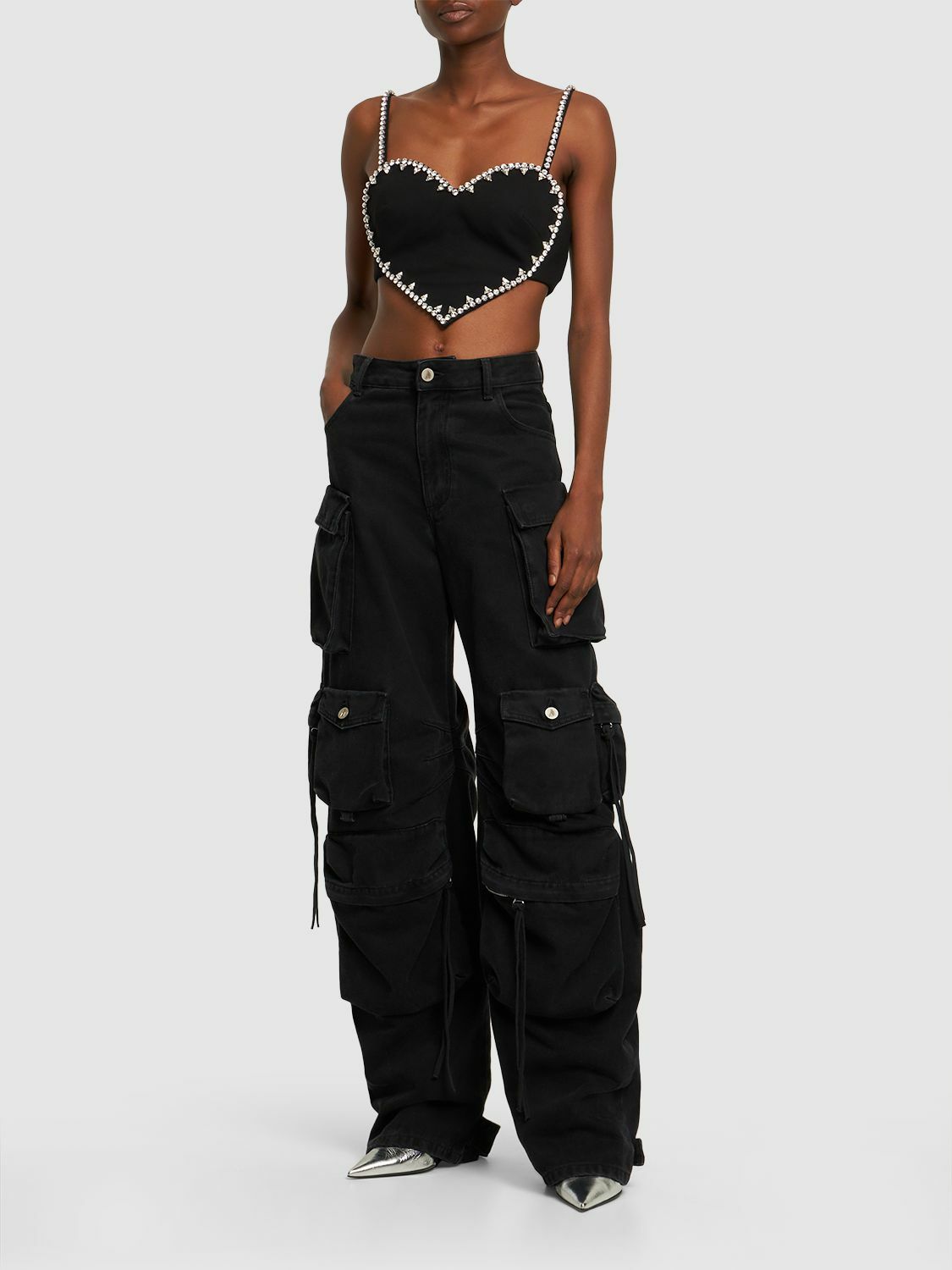 AREA - Embellished Heart-shape Crop Top AREA