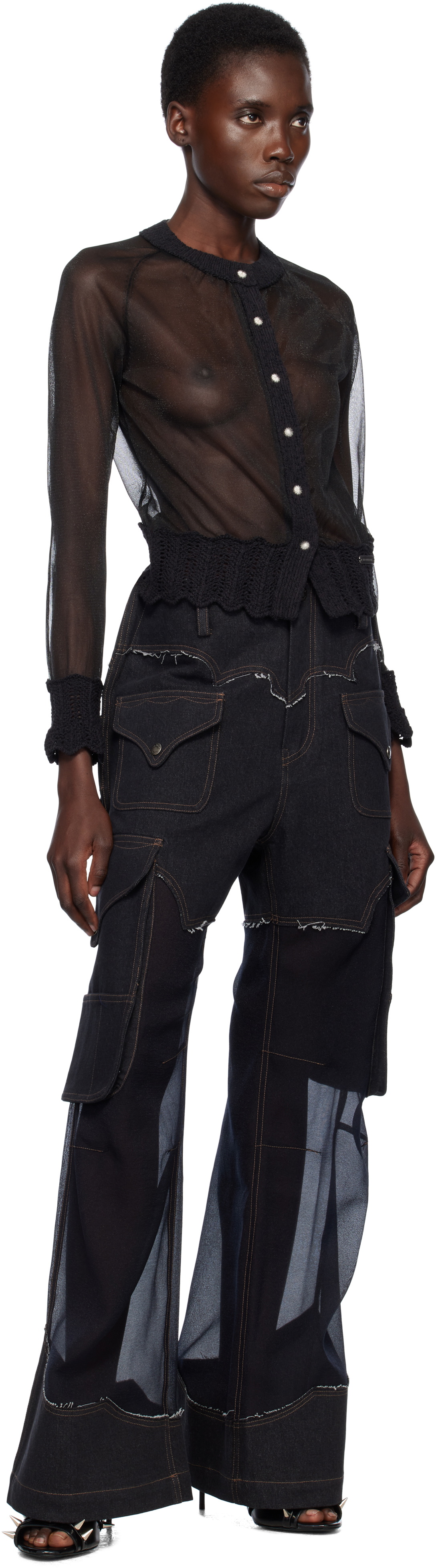 Andersson Bell Black Sheer Knit Cardigan Andersson Bell