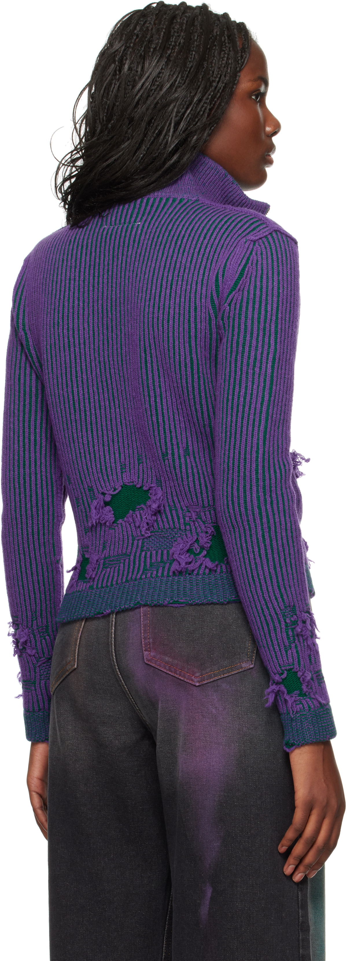 MM6 Maison Margiela Purple Zipped Turtleneck Jacket MM6 Maison Margiela