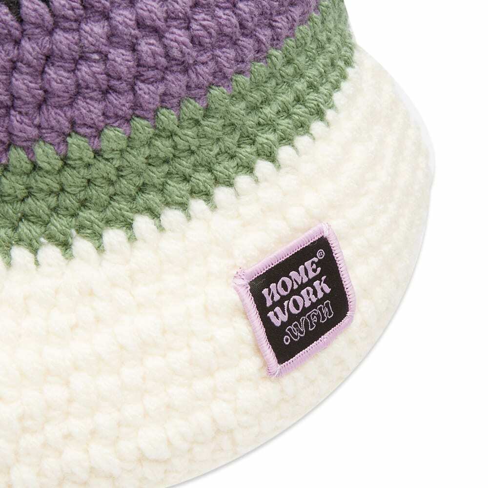 Homework Men's Hand Knitted Bucket Hat in Sand/Purple Homework