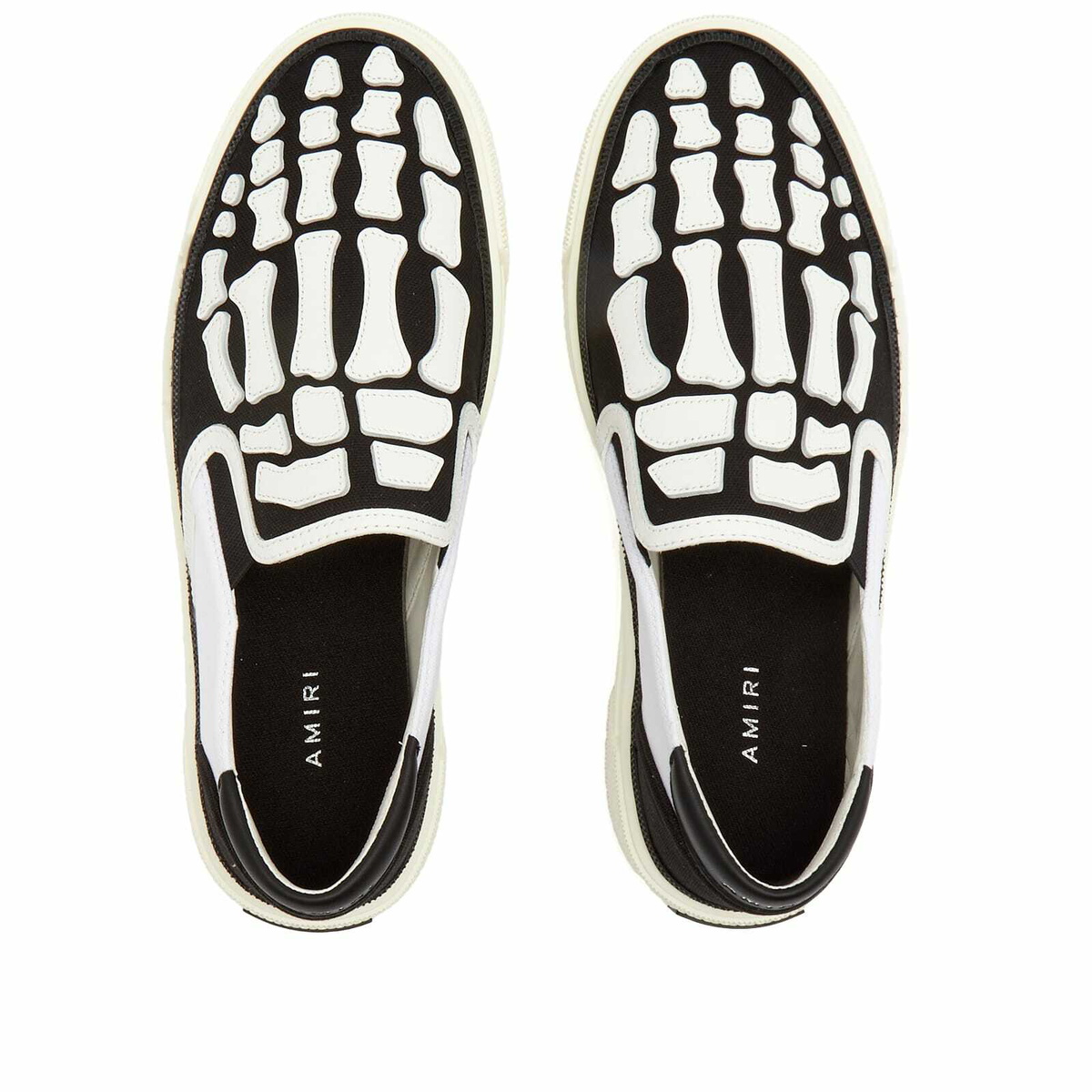 AMIRI Women's Court Slip-On Skeleton Sneakers in White/Black Calf ...
