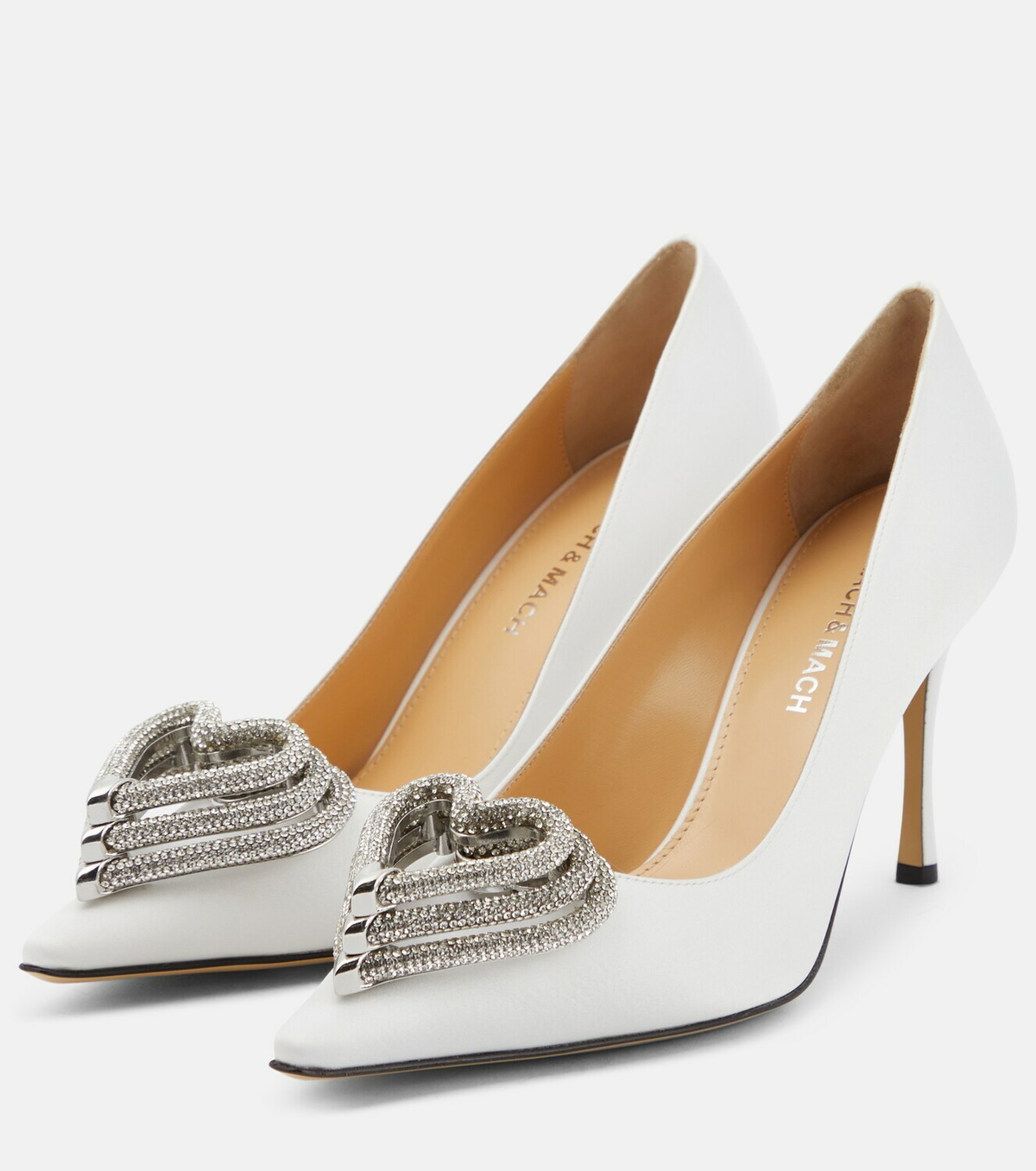Mach & Mach Triple Heart embellished satin pumps MACH & MACH
