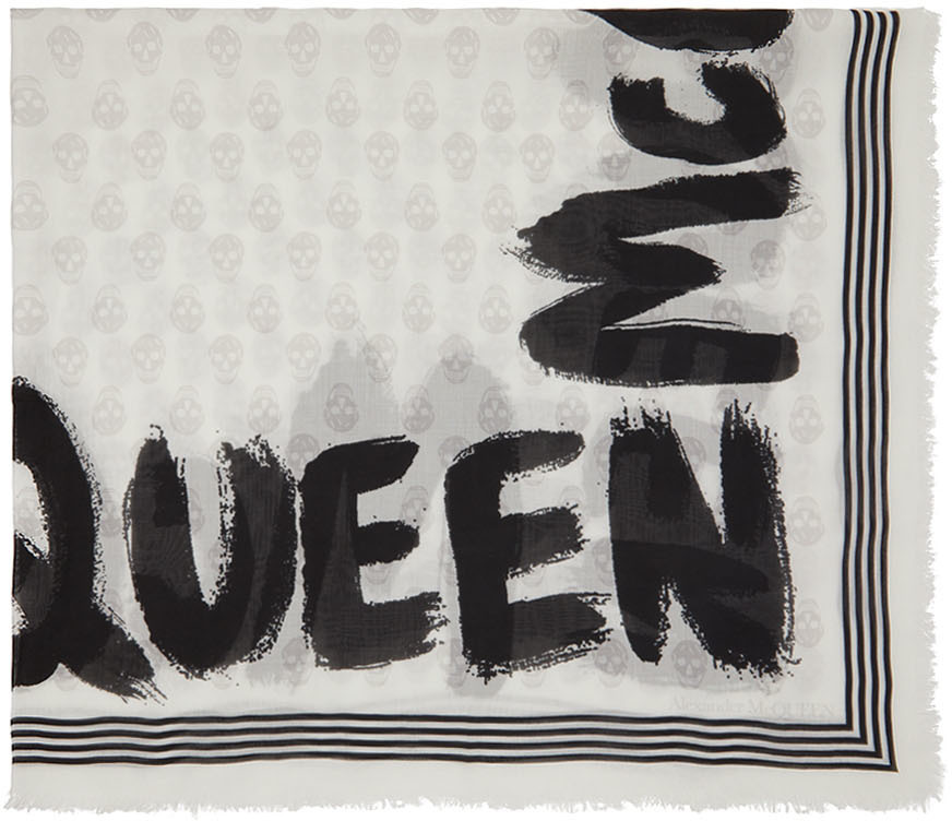 Alexander McQueen Black Graffiti Biker Scarf Alexander McQueen
