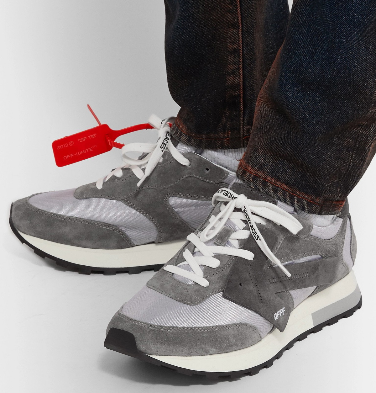 Off-White - Runner Suede and Shell Sneakers - Gray Off-White