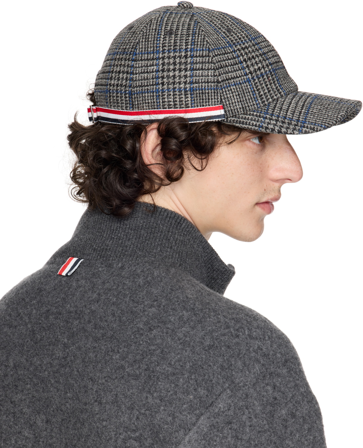 Thom Browne Gray Prince of Wales Hunting Tweed Baseball Cap Thom Browne