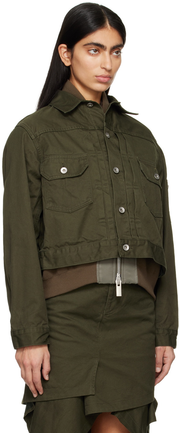 sacai Khaki Layered Jacket Sacai