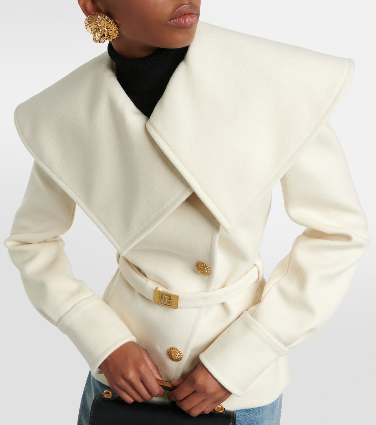 Balmain Asymmetric virgin wool coat Balmain