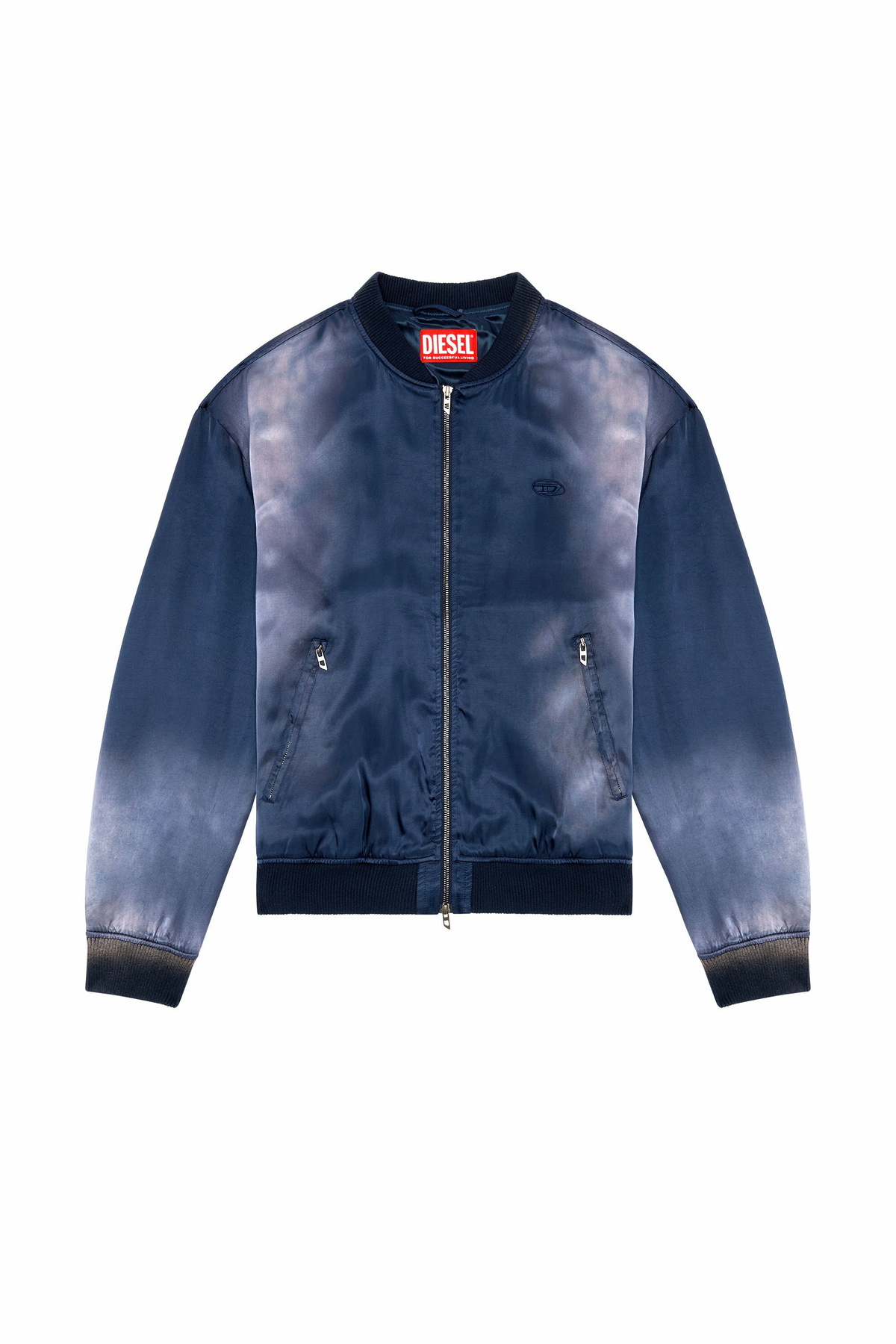 Diesel Satin bomber jacket with faded effect - Jackets Mens in Blue Diesel