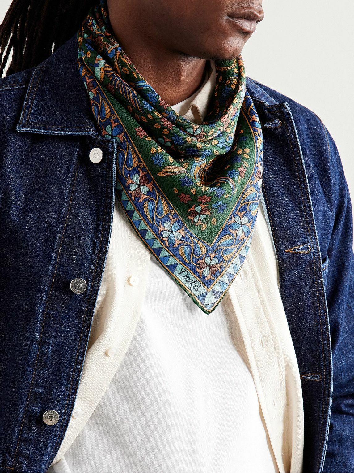 Drake's - Parrots Printed Wool and Silk-Blend Scarf Drake's