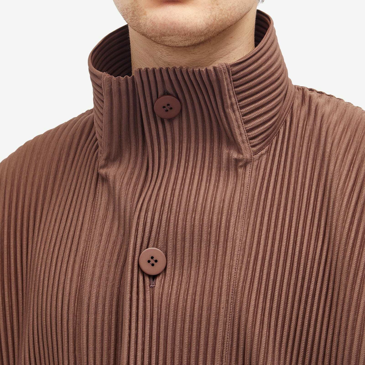 Homme Plissé Issey Miyake Men's Pleated Long Jacket in Brown Homme ...