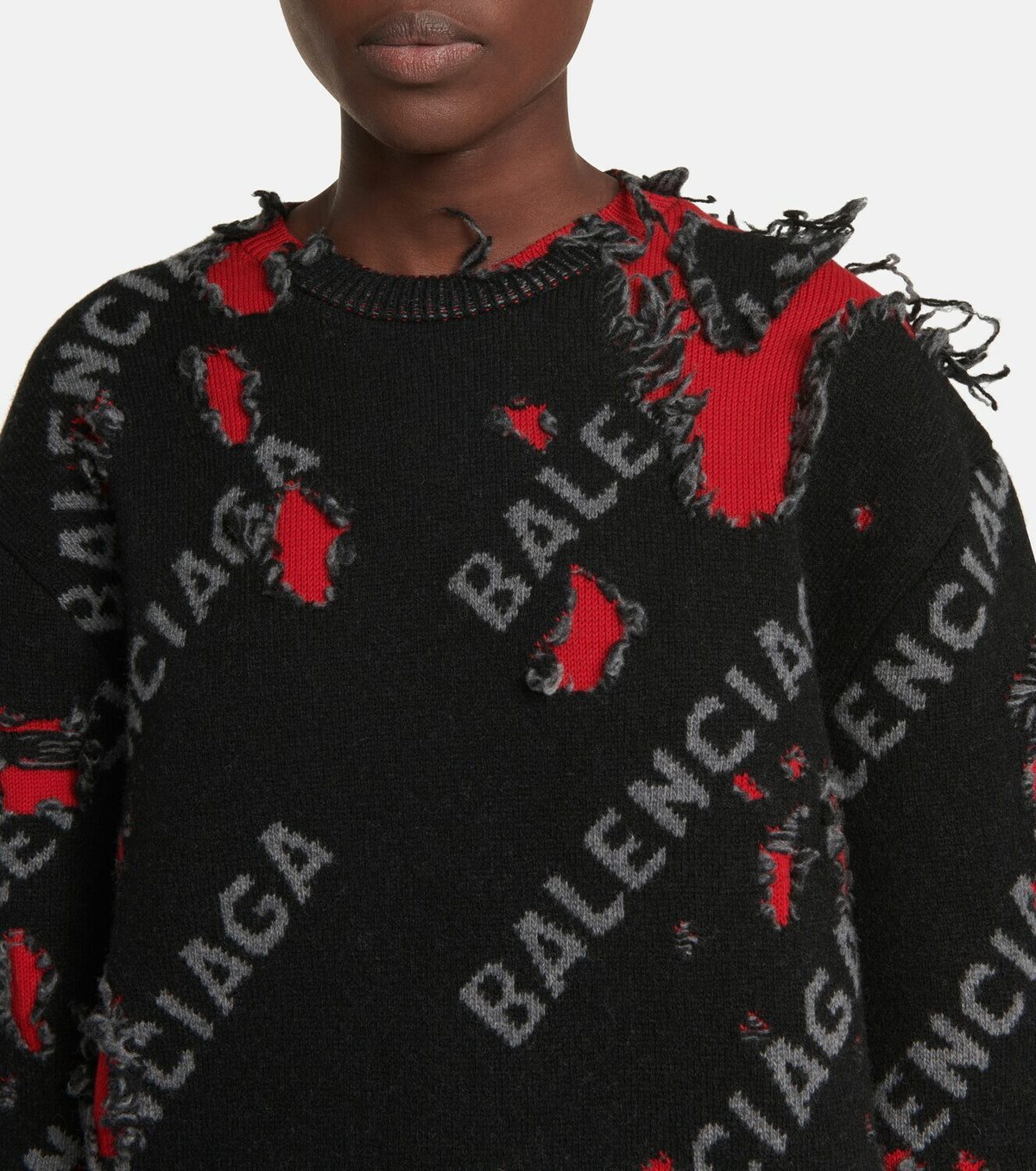 Balenciaga Logo wool and cotton-blend sweater Balenciaga Balenciaga Logo wool and cotton-blend sweater Balenciaga