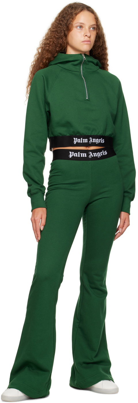 Palm Angels Green Zip Hoodie Palm Angels