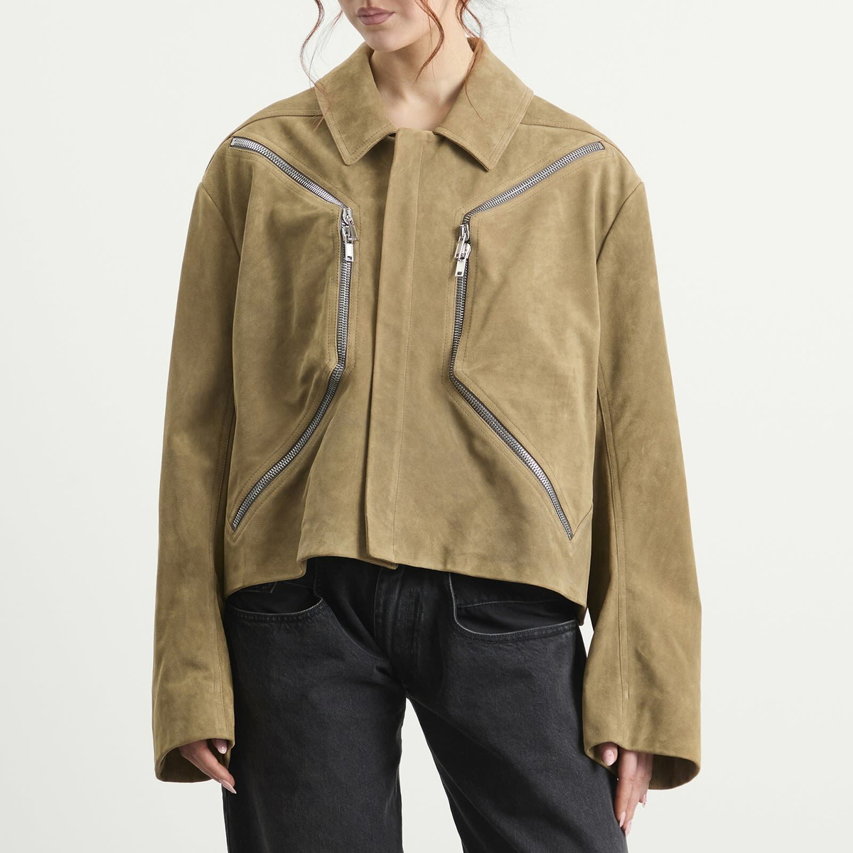 Rick Owens Women's Heizer Mac Jacket in Sumi Brown Rick Owens