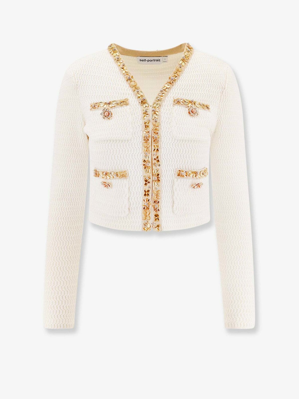 Self Portrait Beige Cardigan Womens Knitwear Self-Portrait