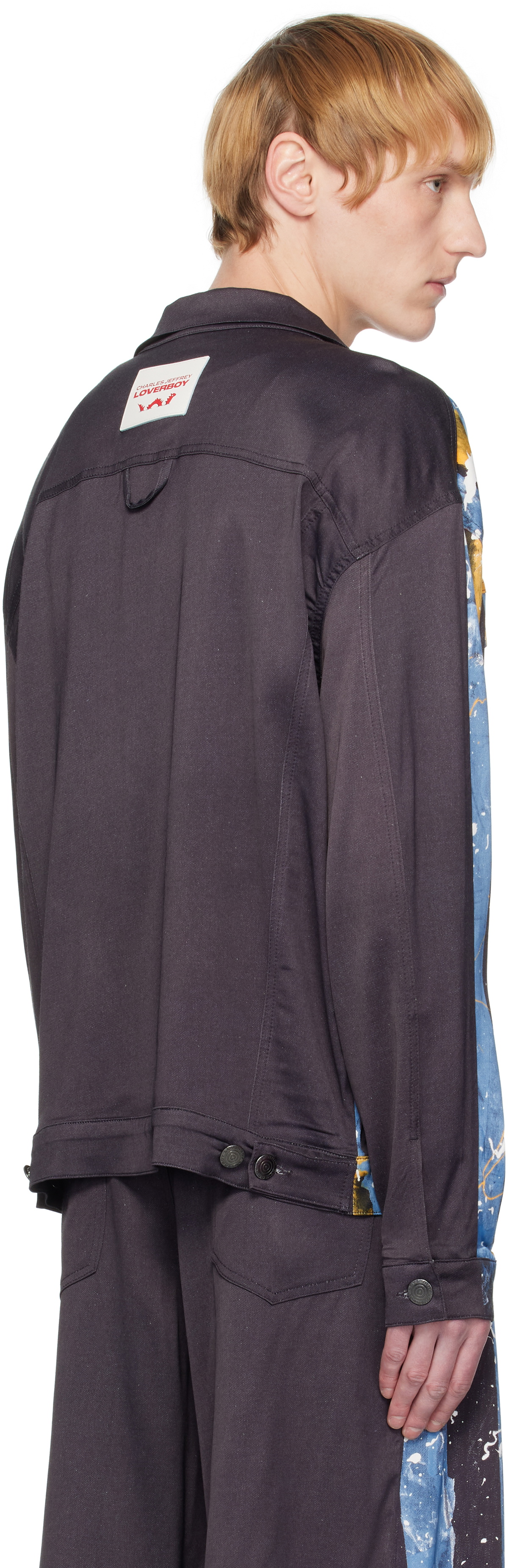 Charles Jeffrey LOVERBOY Navy & Blue Silky Oversized 'Denim' Jacket ...