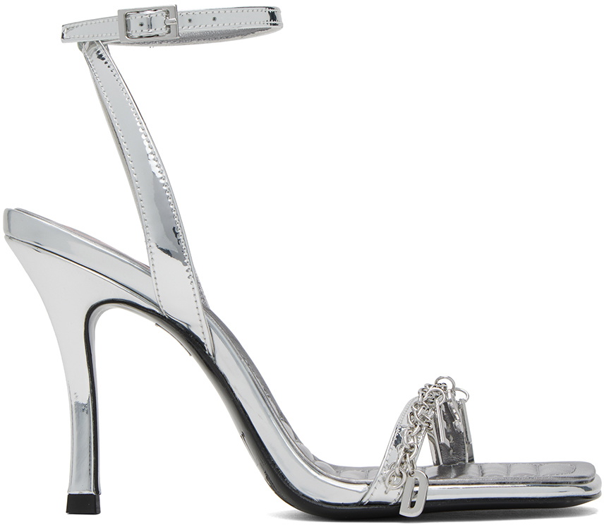 Diesel Silver D-Vina Sdl Heeled Sandals Diesel