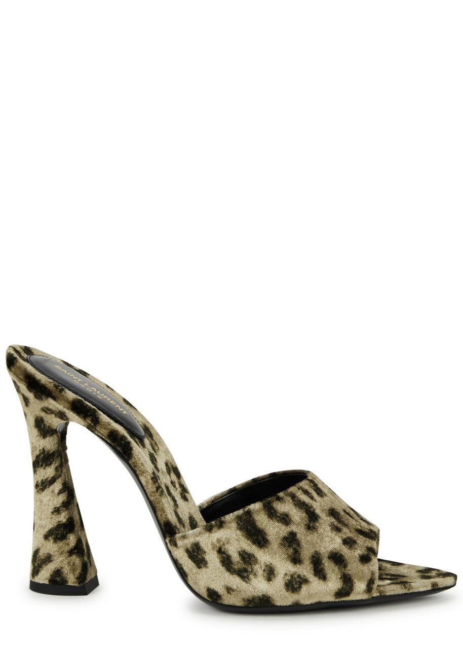 Saint Laurent 105 Leopard-print Velvet Mules Saint Laurent