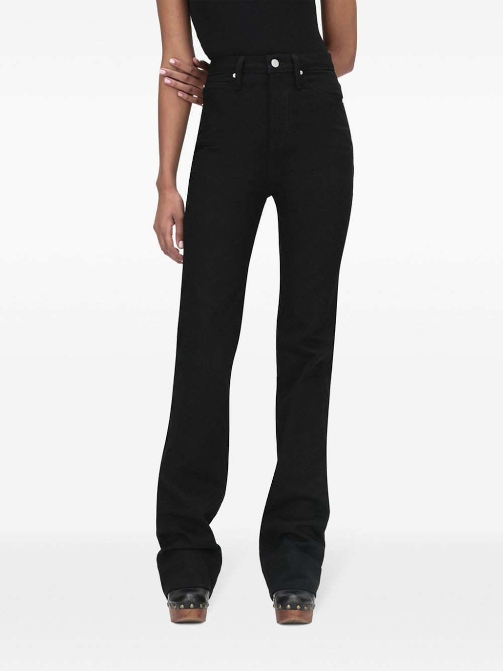 FRAME Black Slim Stacked Straight-Leg Jeans Frame Denim