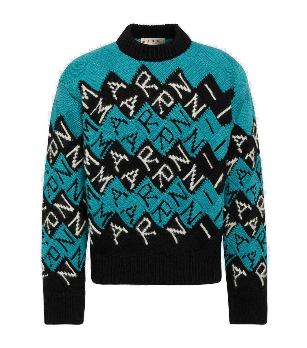 Marni Intarsia logo virgin wool sweater Marni