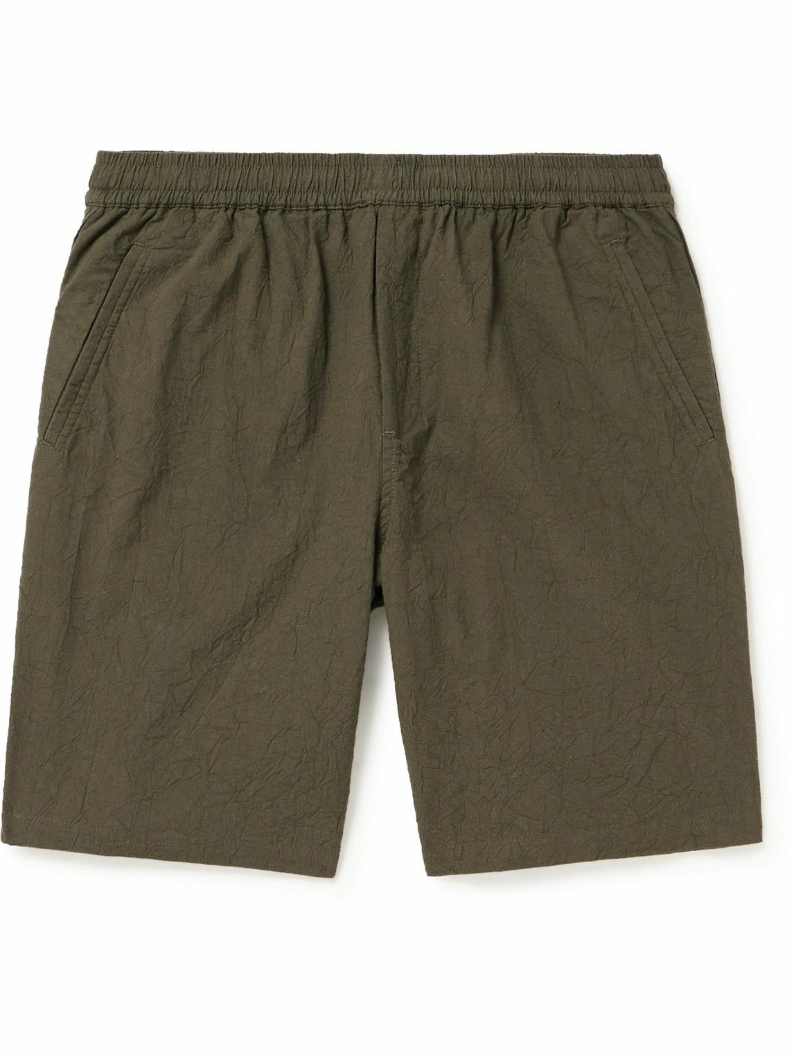 Folk - Assembly Wide-Leg Cotton-Seersucker Shorts - Green Folk
