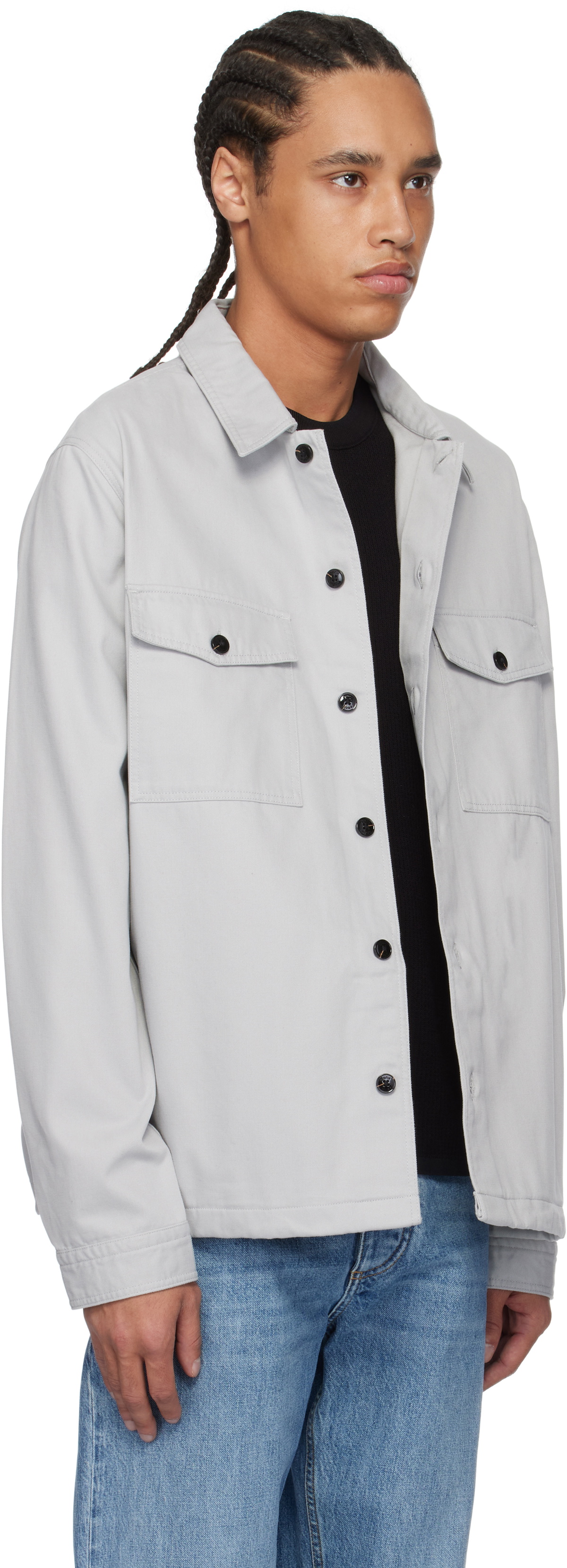 Hugo Gray Oversize-Fit Overshirt Hugo Boss