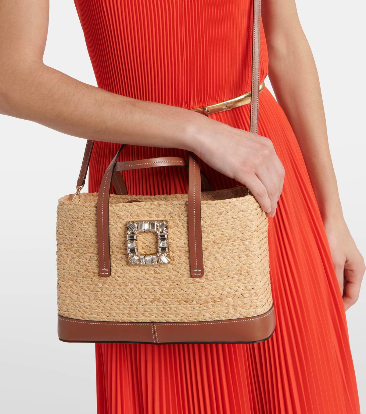 Roger Vivier Viv' Skate Small raffia tote bag Roger Vivier