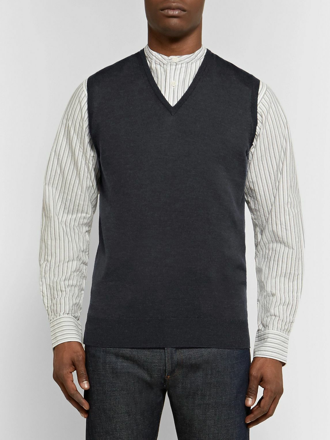 John Smedley - Hadfield Slim-Fit Merino Wool Sweater Vest - Gray John Smedley