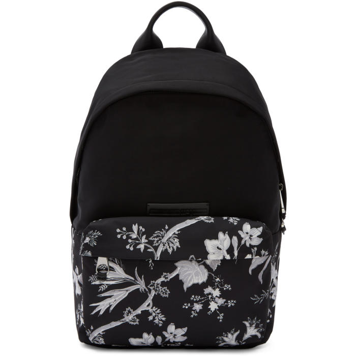McQ Alexander McQueen Black Floral Classic Backpack McQ Alexander McQueen