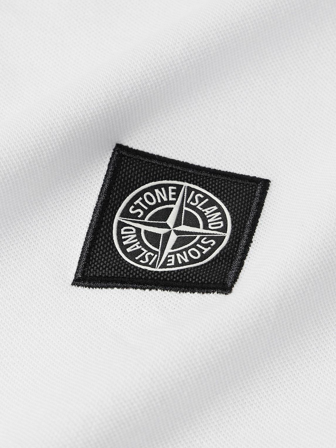 Stone Island - Logo-Appliquéd Stretch-Cotton Piqué Polo Shirt - White ...