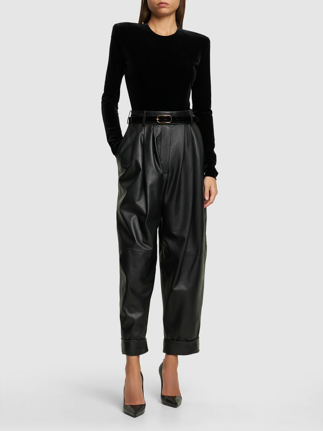 ALEXANDRE VAUTHIER - Pleated Leather Pants Alexandre Vauthier
