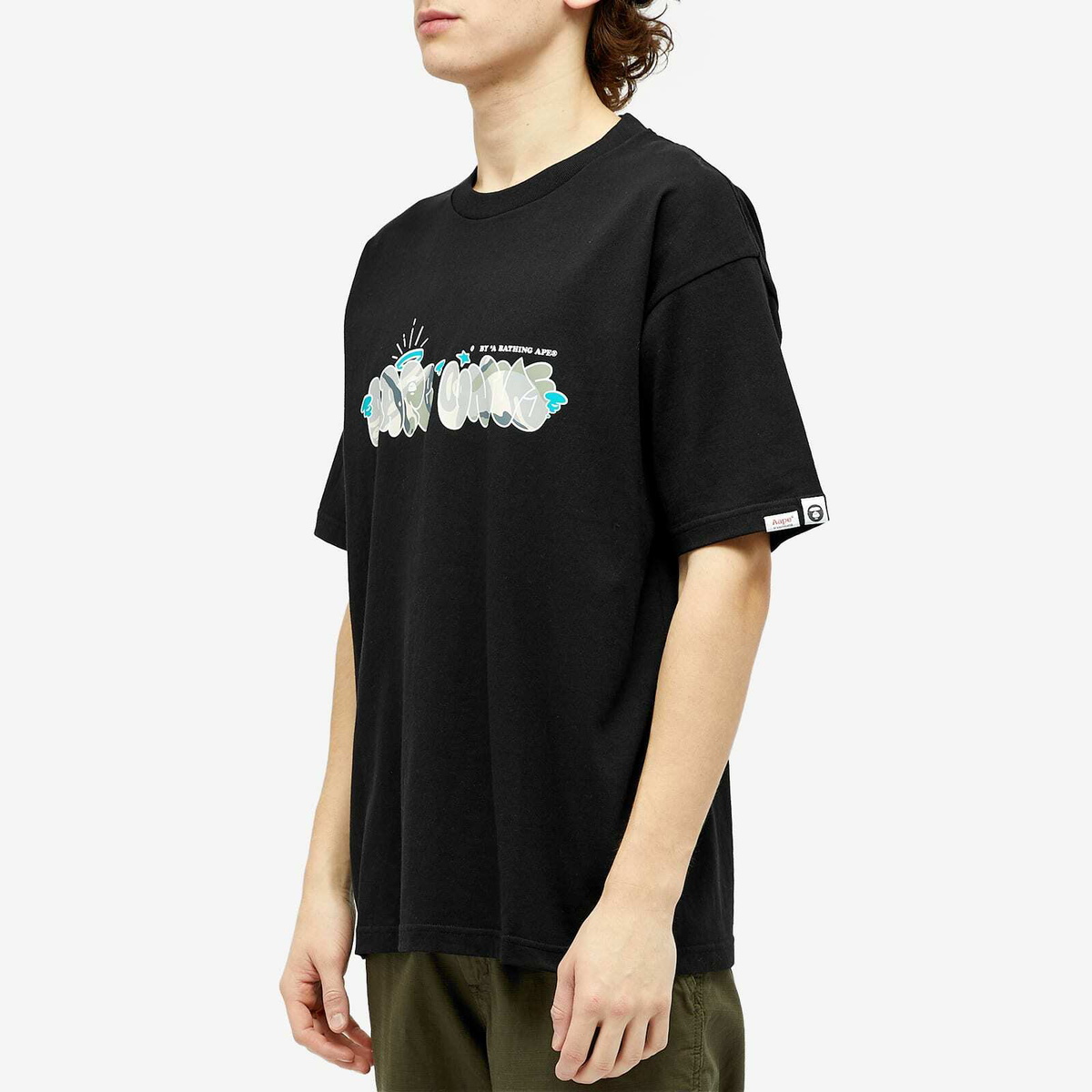 Men's AAPE Virgil Font Khn Camo T-Shirt in Black AAPE by A Bathing Ape
