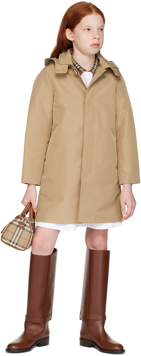 Burberry Kids Tan Hooded Trench Coat Burberry