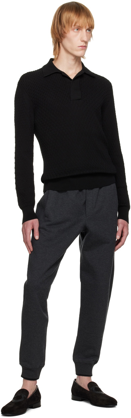 Salvatore Ferragamo Black Buttoned Polo Salvatore Ferragamo