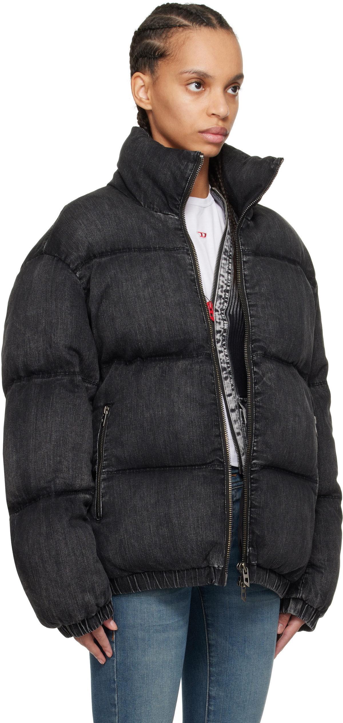 Diesel Black W-Mons-A Denim Puffer Jacket Diesel