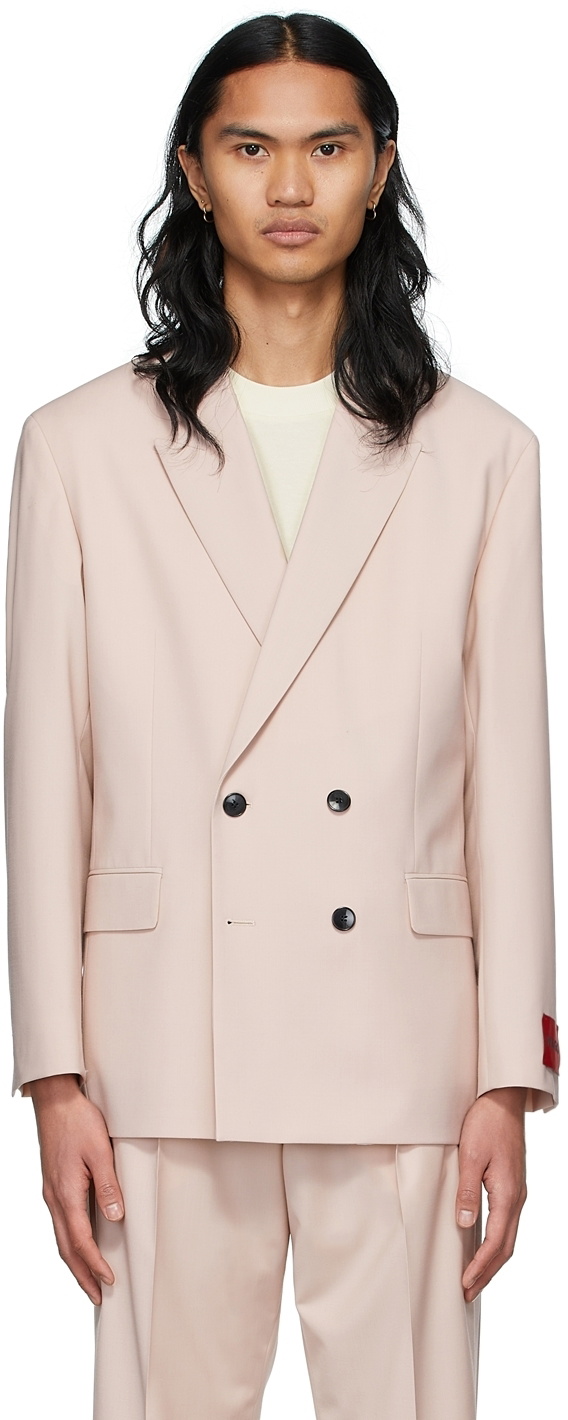 Hugo Pink Virgin Wool Blazer Hugo Boss