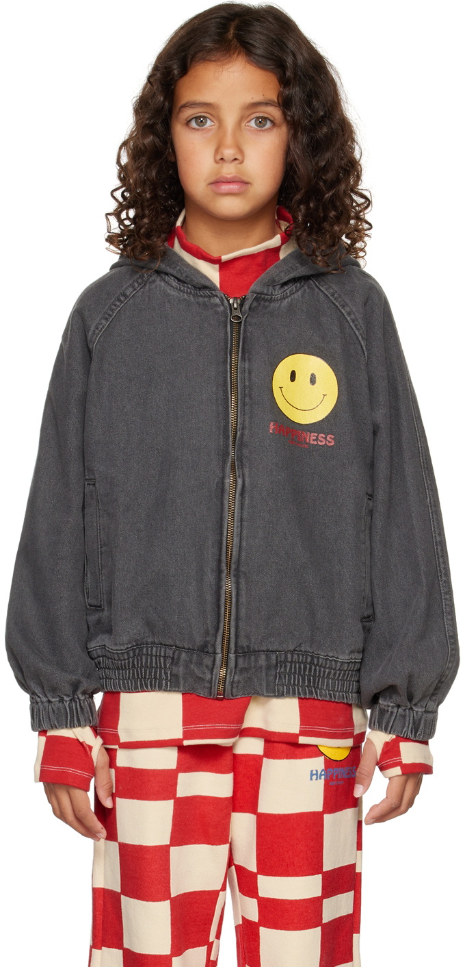 Jellymallow Kids Black Happiness Smile Denim Jacket Jellymallow