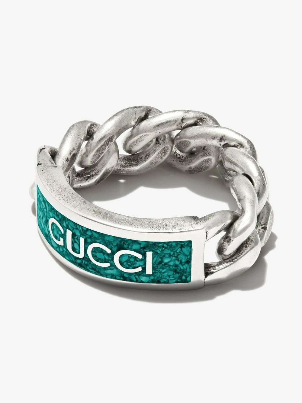 Gucci Sterling Silver Logo Chain Link Ring Gucci