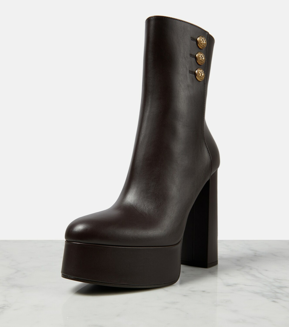 Balmain Brune leather platform ankle boots Balmain