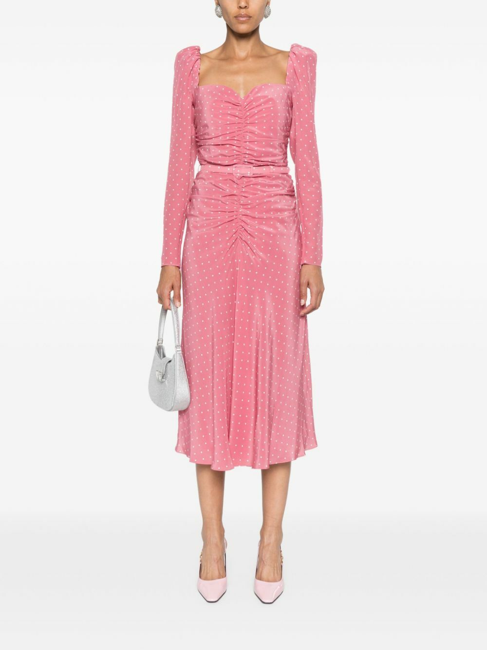 Alessandra Rich Pink Polka Dot-Print Silk Dress Alessandra Rich