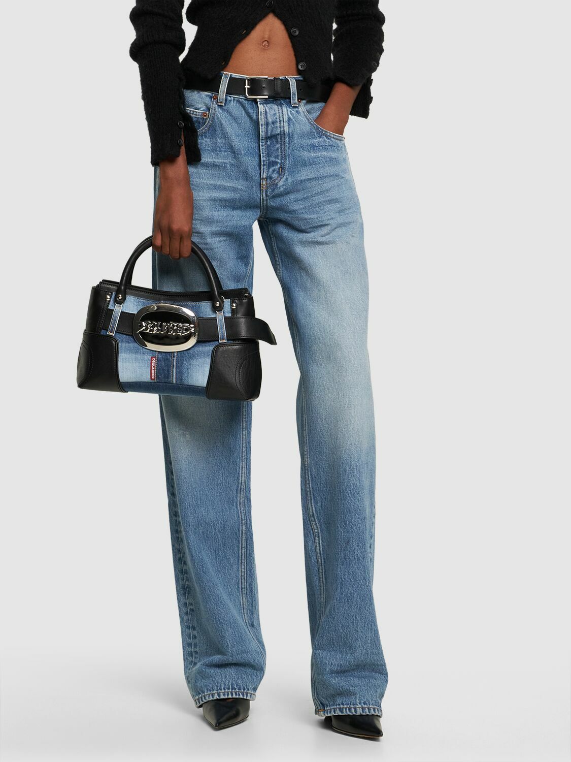 DSQUARED2 - Medium Denim & Leather Belted Bag Dsquared2