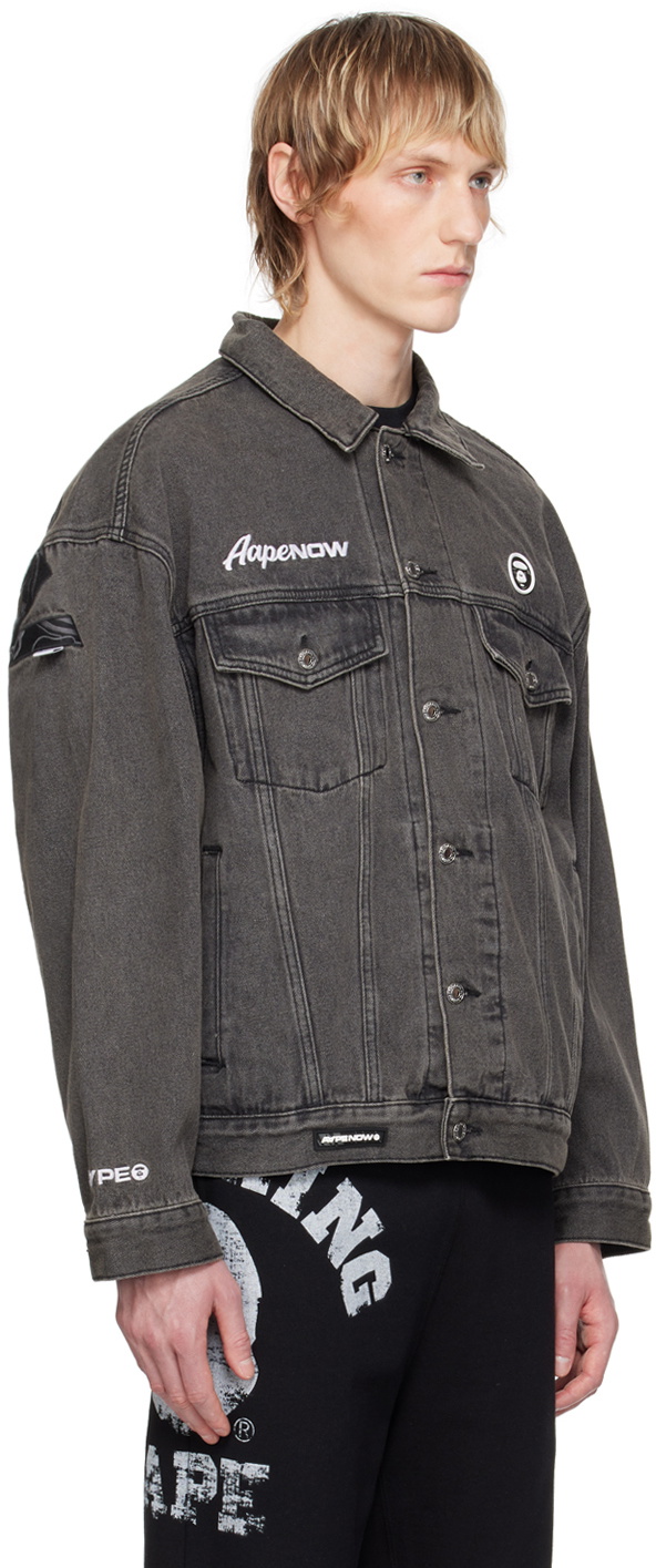 AAPE by A Bathing Ape Black Hooded Denim Jacket AAPE by A Bathing Ape